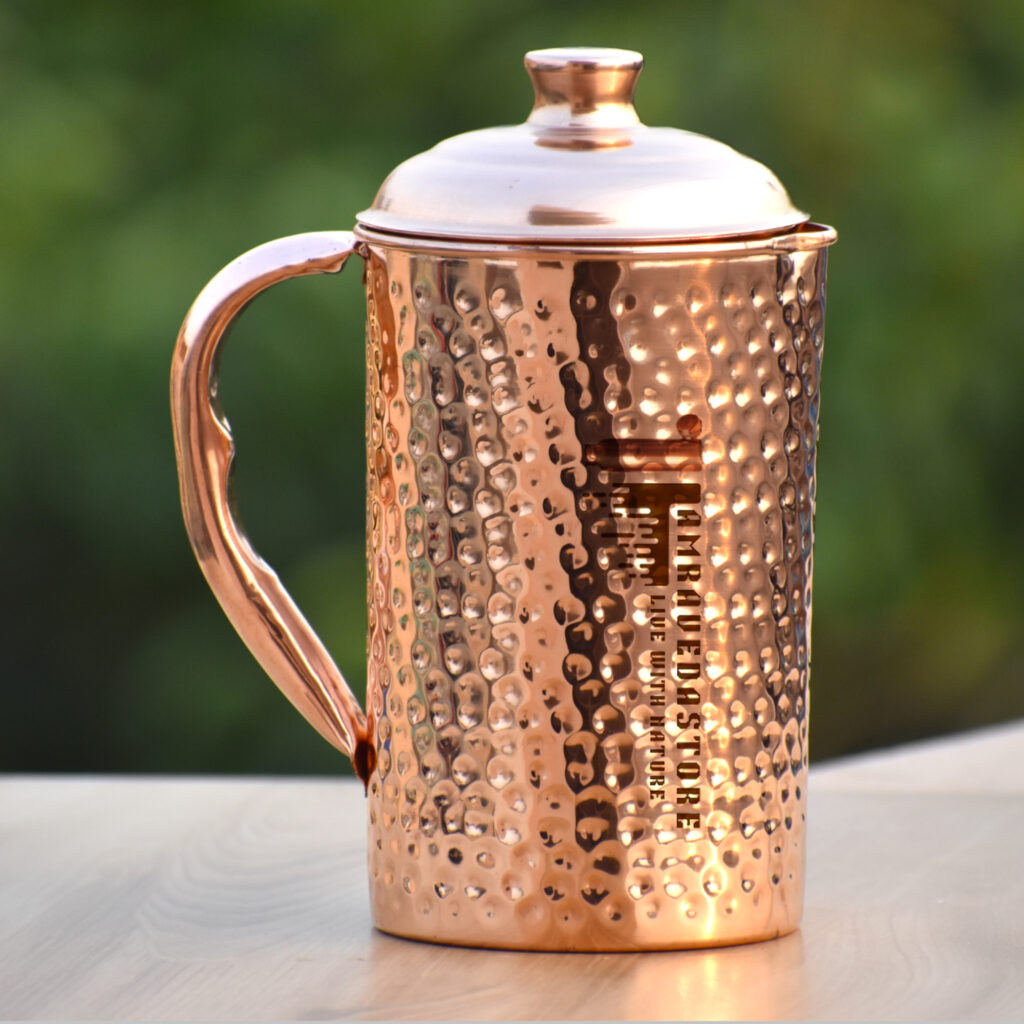 Copper Hammered Jug for Keeping Water Healthy with Stylish Jug